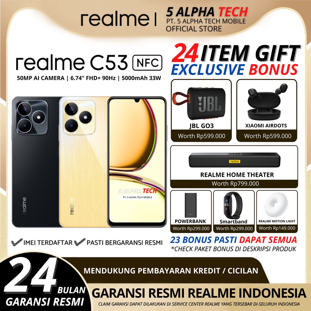Jual REALME C53 NFC 8/256GB 6/128GB ( +8GB Extended RAM ) Garansi Resmi ...