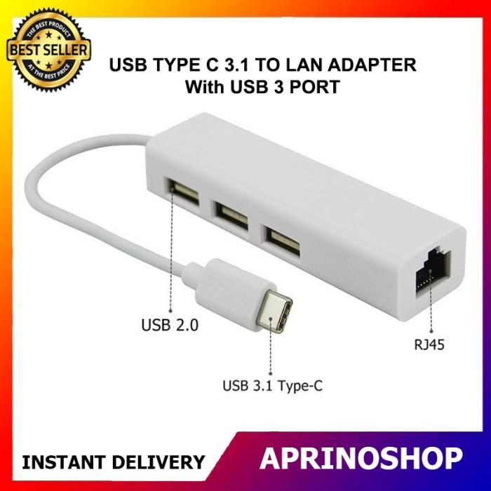 Jual Usb Type C 3.1 To Lan Adapter Usb 3 Port Rj45 Lan Converter ...