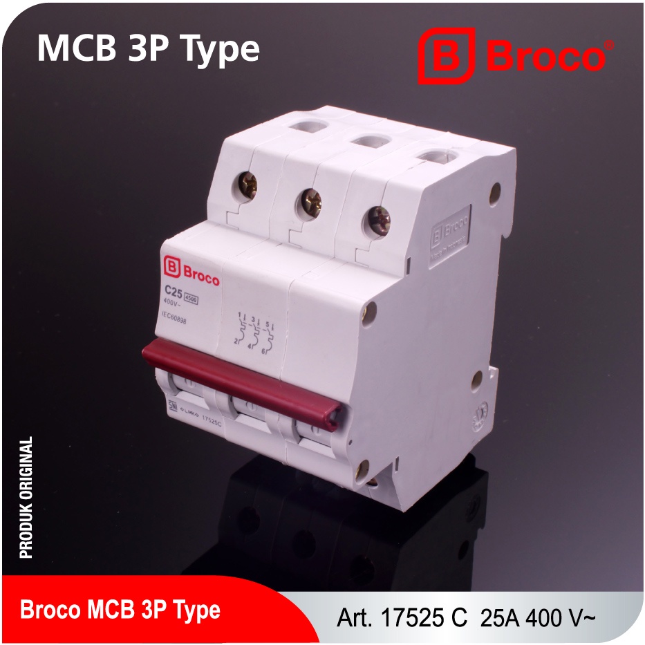 Jual Broco Electrical 17525C MCB 3 PHASE 25A | Shopee Indonesia
