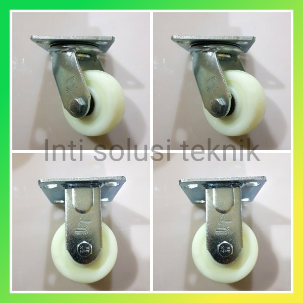 Jual roda troli 4 inch nilon heavy duty 1 set ( 2hidup 2mati ) | Shopee ...