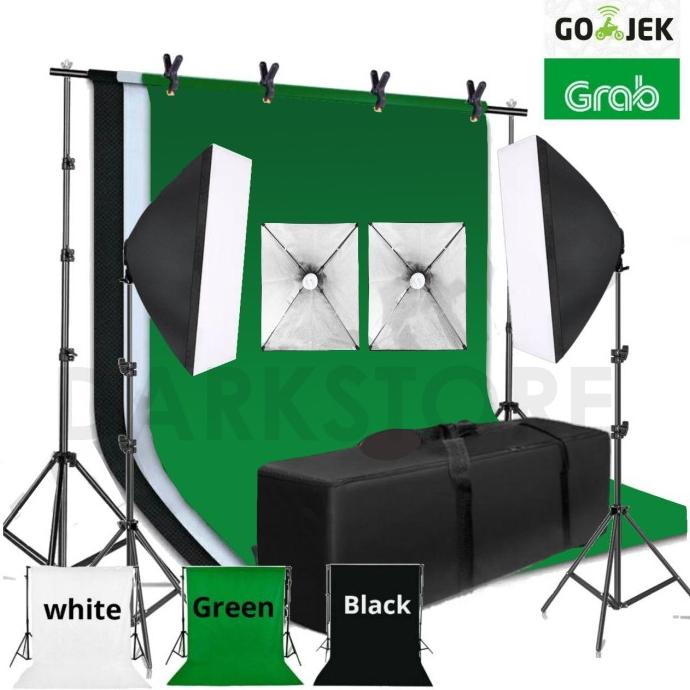 Jual Paket Lighting Lampu Mini Studio Foto Background + Lampu Original ...