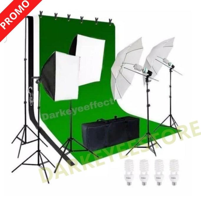 Jual Paket Lighting Softbox 4 Socket Umbrella Background Lampu Studio ...