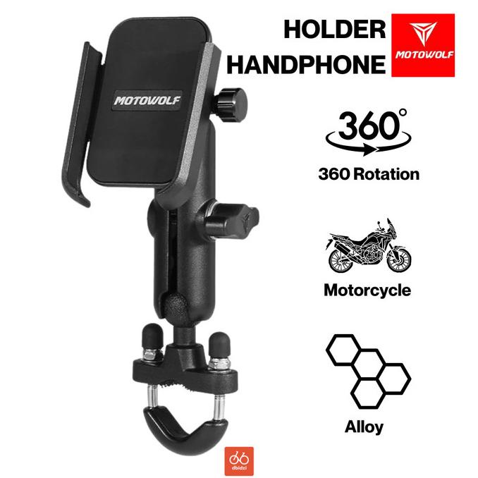 Jual Motowolf V3 Phone Holder Hp Motor Stang Spion 360 Alloy Tempat Gps | Shopee Indonesia