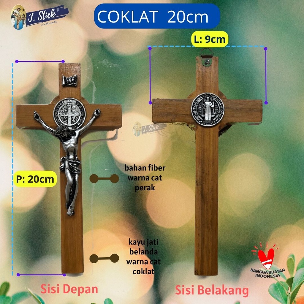 Jual SALIB KAYU BENEDIKTUS - SALIB DINDING | Shopee Indonesia