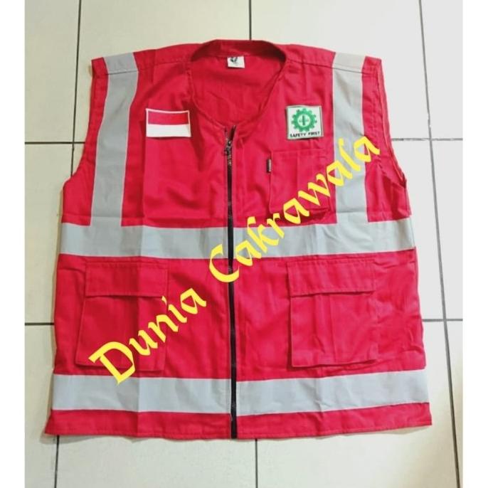 Jual Rompi Safety Bahan Drill Plus Logo K3 Dan Logo Bendera / Rompi ...