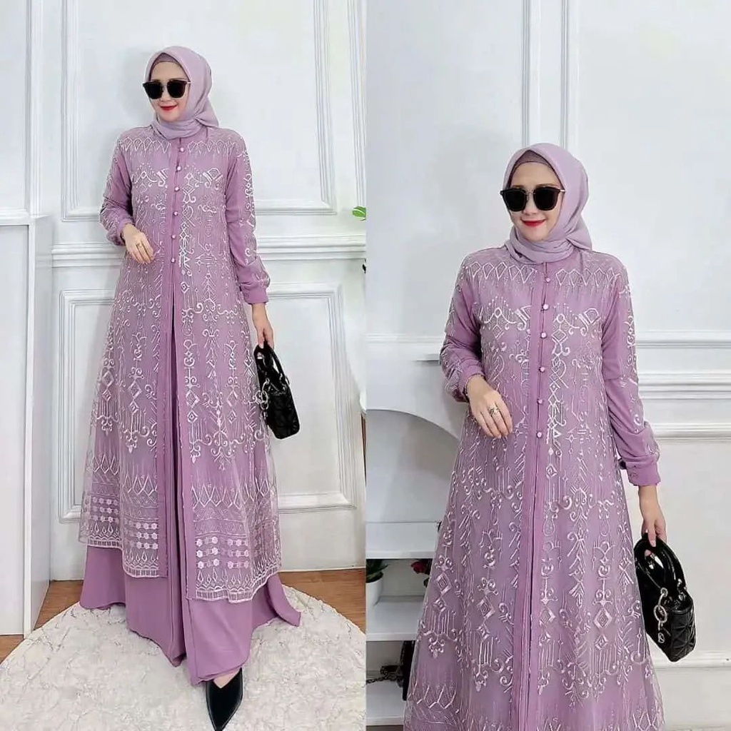 Jual GAMIS TERBARU SABRINA DRESS BL BAHAN CERUTY BABYDOL MIX BRUKAT M L ...