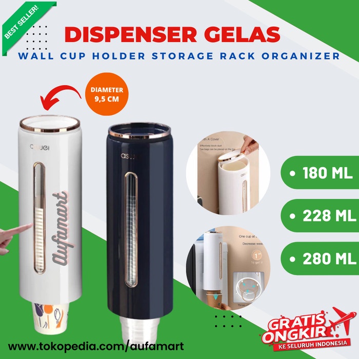 Jual Dispenser Gelas Plastik Rak Tempat Penyimpanan Paper Cup Dinding ...