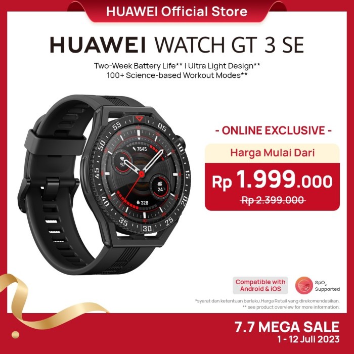 Jual Best Seller Huawei Watch Gt 3 Se Smartwatch Ultra Light Two-Week Battery Life | Shopee ...