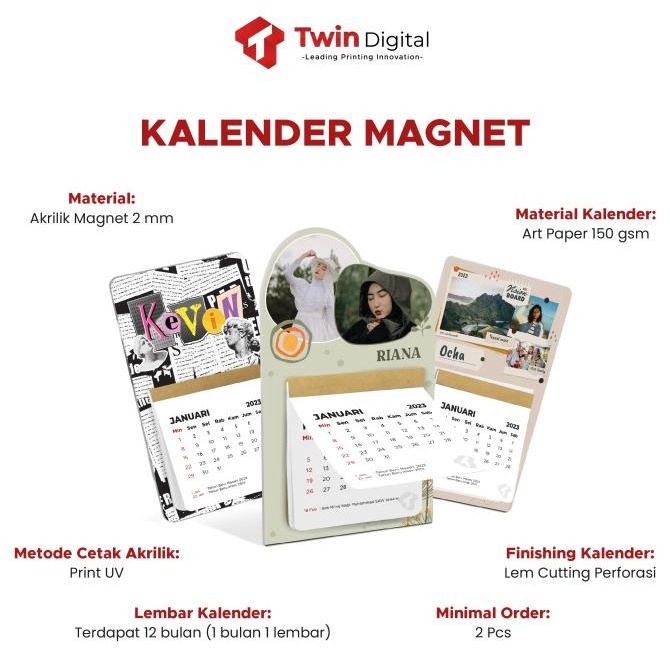 Jual Kalender Magnet Akrilik Custom Mini Kalender Premium - Kalender ...