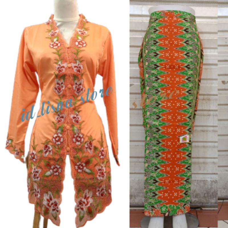 Jual Kebaya Encim Modern Set Rok Tumpal Model Lengan Panjang Katun ...