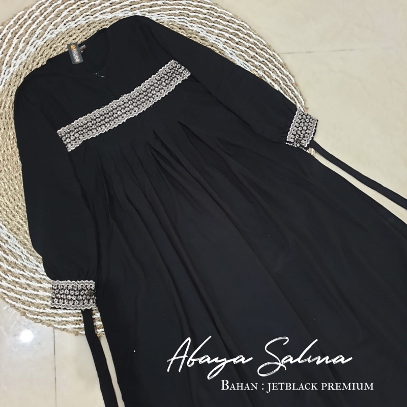 Jual Abaya Salma S-XXL Gamis Hitam Renda Jetblack Remaja Terbaru ...