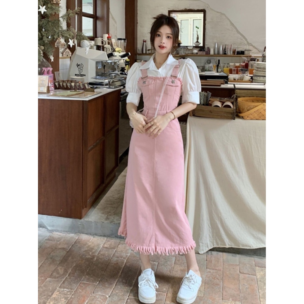 Jual Red Rumbai Tepi Mentah Tali Denim Gaun Wanita Musim Panas Pinggang ...