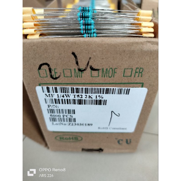 Jual RESISTOR 1/4W 1% 2K TAIWAN ROLL | Shopee Indonesia