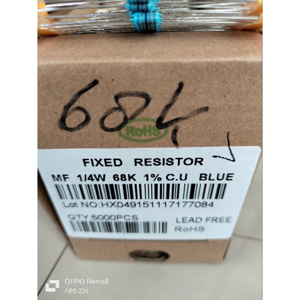 Jual RESISTOR 1/4W 1% 68K TAIWAN ROLL | Shopee Indonesia