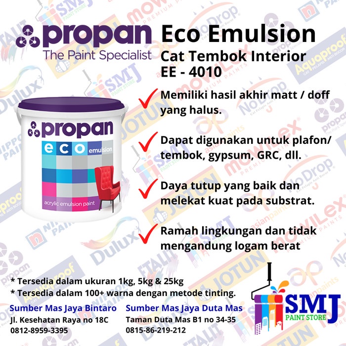 Jual CAT TEMBOK INTERIOR PROPAN ECO EMULSION WARNA PRIME GREY 25 KG ...
