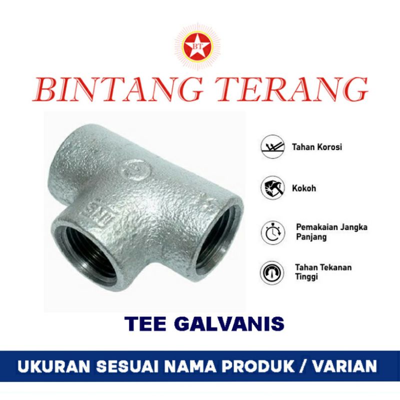 Jual Tee Galvanis Besi 2" / Tee 2" Galvanis / Tee Besi / Tee drat dalam BSPT | Shopee Indonesia