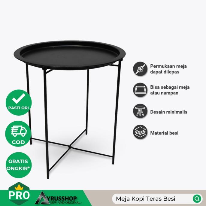 Jual Meja Besi Minimalis Hitam Soleil/Meja Teras/Taman/Makan/Cafe ...