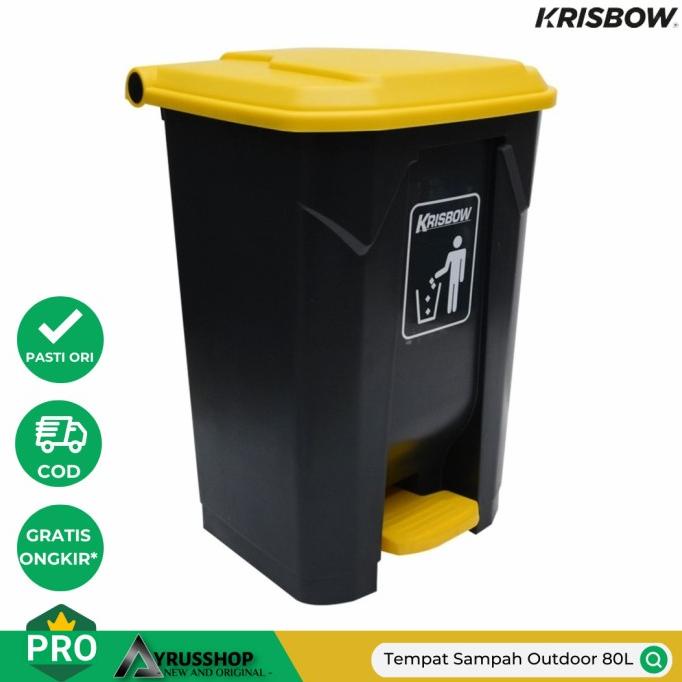 Jual :>:>:>:>] Krisbow Tempat Sampah Outdoor Pedal Injak 80Ltr/Dustbin/Pedal Bin | Shopee Indonesia