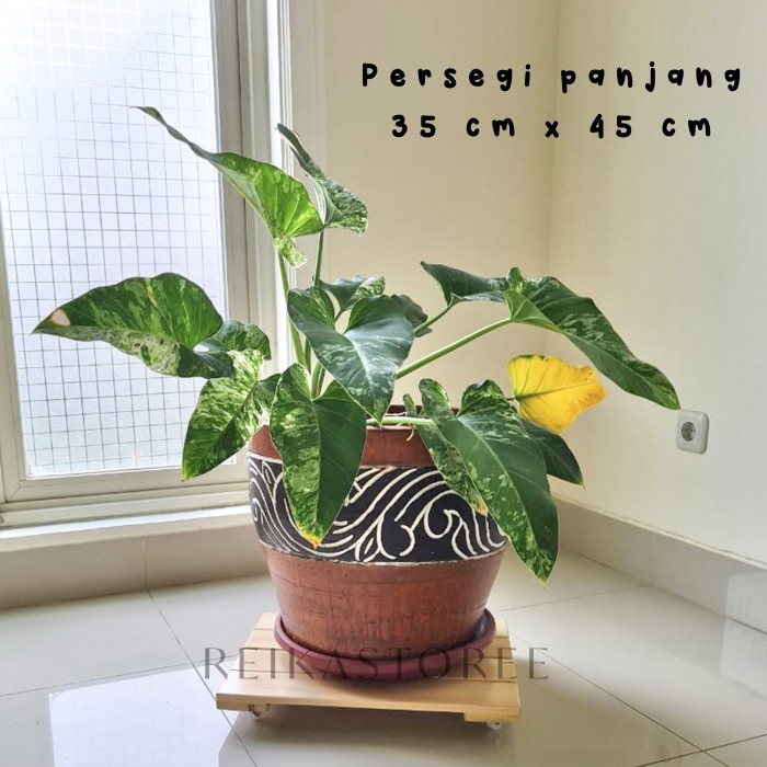 Jual PROMO!!! TATAKAN ALAS POT KAYU RODA PUTIH - PERSEGI PANJANG ...
