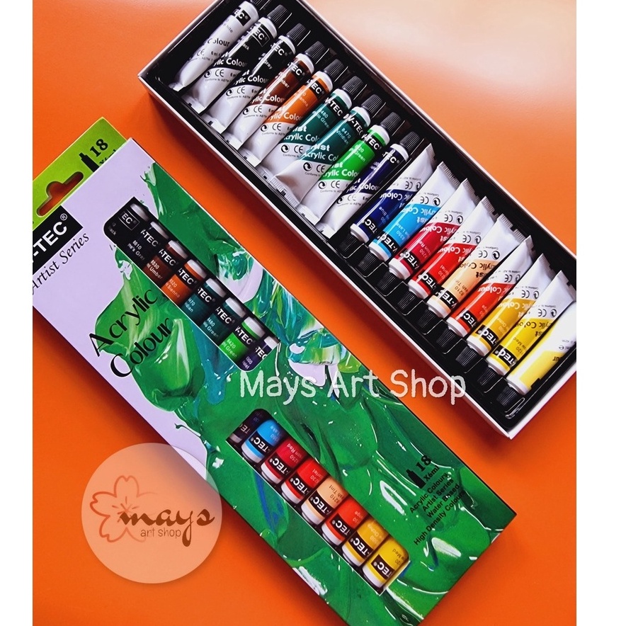 Jual Cat Akrilik Set 18 Warna V-Tec / Cat Lukis Kanvas - Acrylic Paint ...