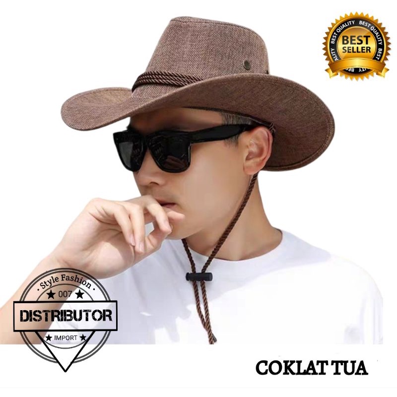 Jual Topi Cowboy tambang karung pria import warna Coklat | Shopee Indonesia