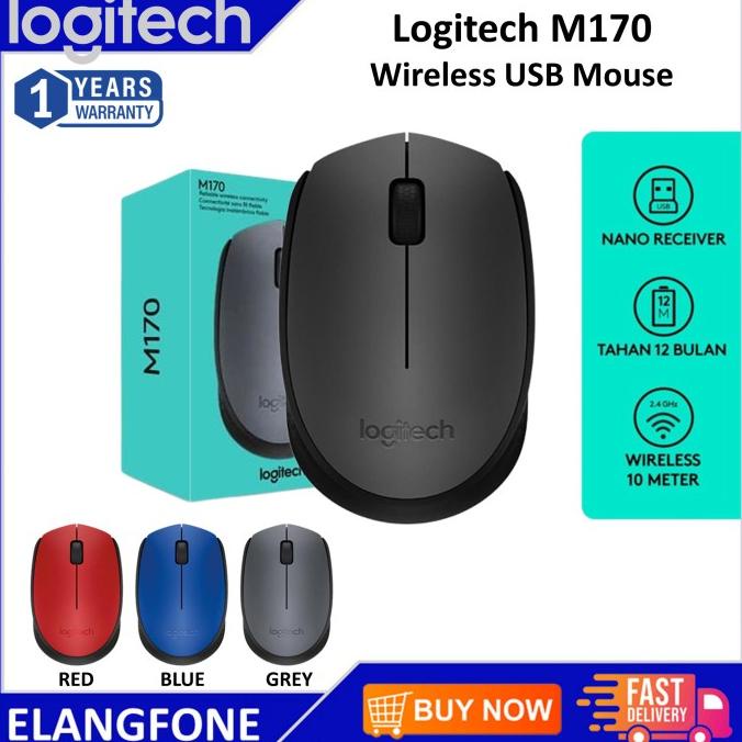 Jual Logitech M170 Mouse Wireless Original untuk Windows, Mac, ChromeOS ...
