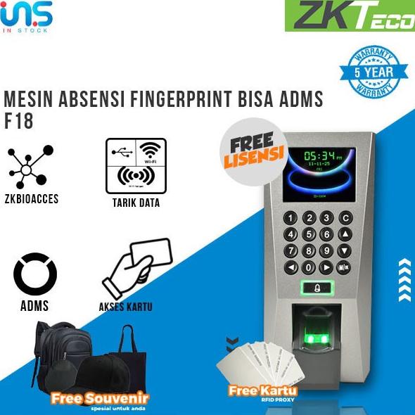Jual Mesin Absen Fingerprint ZKTECO F18 Bisa Akses Kontrol Pakai Kartu ...