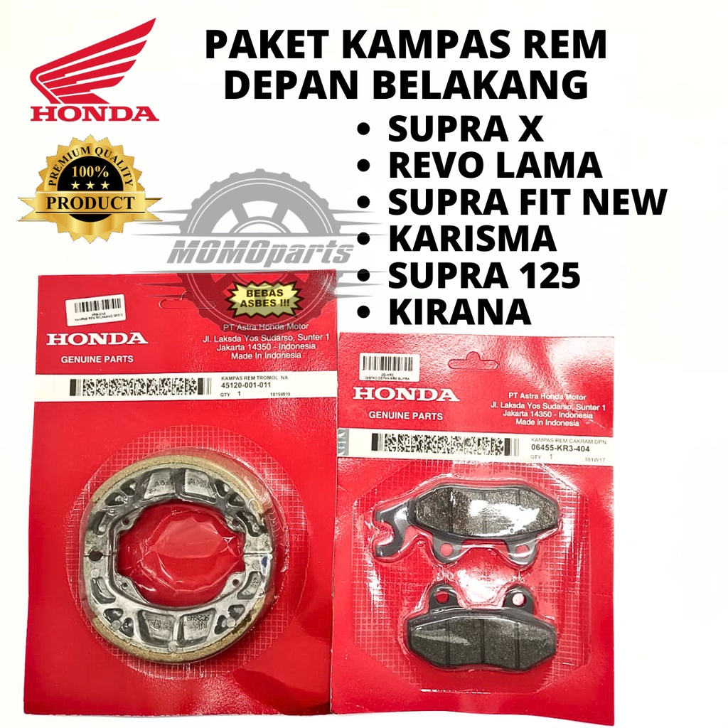 Jual ORIGINAL PAKET KAMPAS REM DEPAN BELAKANG TROMOL 001 KR3 HONDA SUPRA X OLD 125 FIT NEW ...