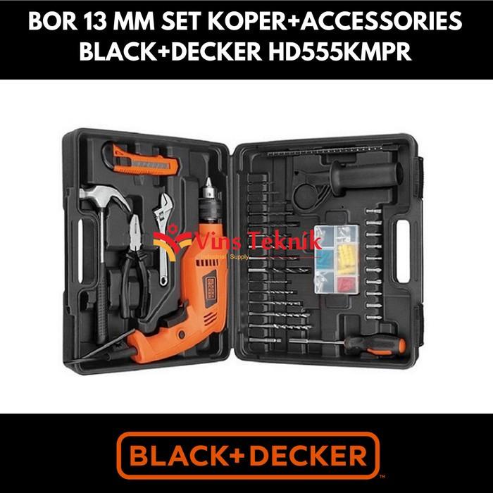 Jual Bor 13 Mm Set Koper 100 Accessories Hd555Kmpr Black+Decker Hd 555 ...