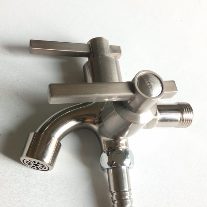 Jual Kran Cabang Shower Stainless sus 304 Hermanh Kran Cabang Drat 1/2 Inch | Shopee Indonesia