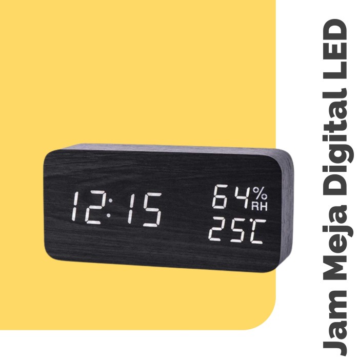 Jual JAM MEJA DIGITAL AESTHETIC LED KAYU CLOCK TEMPERATURE SUHU ...