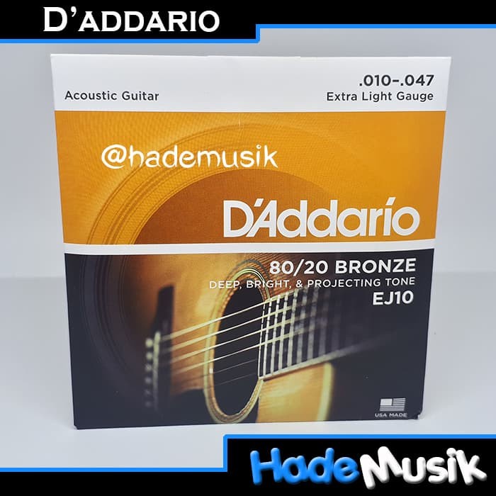 Jual Senar Daddario EJ10 80/20 Bronze Gitar Akustik 10-47 (Original USA ...