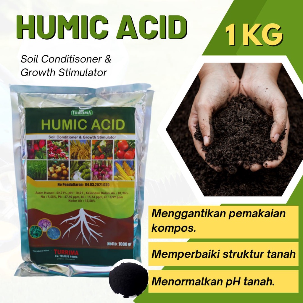 Jual Asam Humat untuk pembenah tanah, Pupuk menetralkan pH tanah Humic Acid 1kg | Shopee Indonesia
