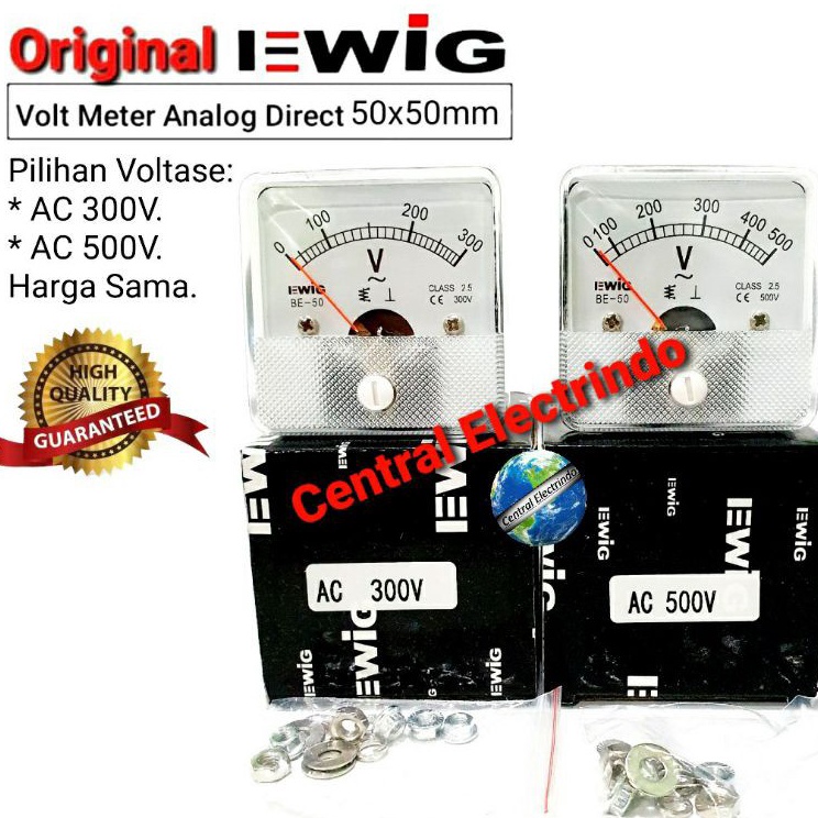 Jual Volt Meter Analog EWIG 300V & 500V 50x50mm. | Shopee Indonesia