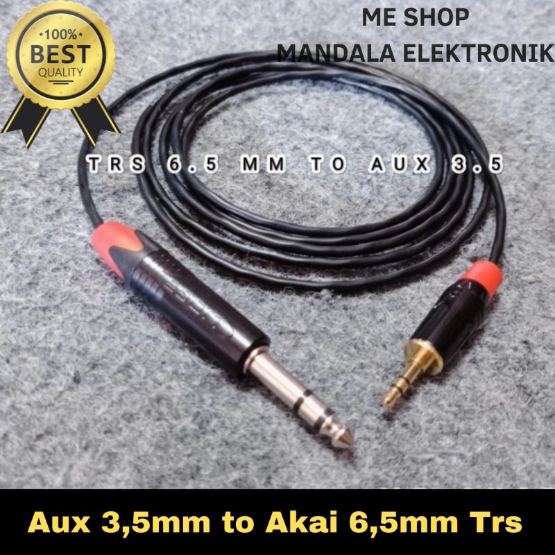 Jual kabel jack mini aux 3,5 stereo to jack akai Trs 6,5mm 1 meter | Shopee Indonesia