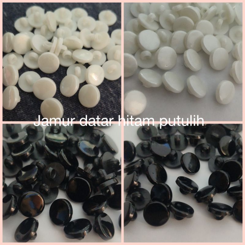 Jual Kancing Baju Kemeja/Hias Datar Plastik Jamur Putih/Hitam Ukuran 1 ...