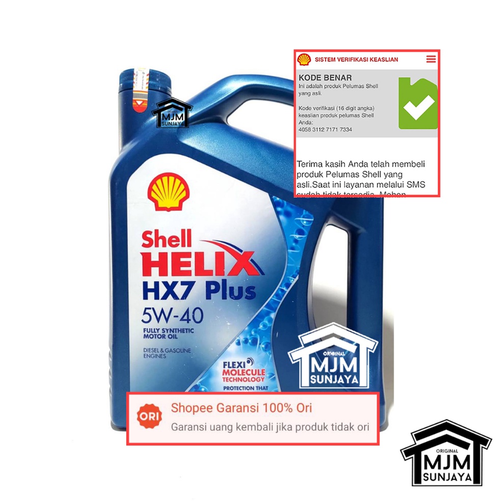 Jual HARGA BERSAHABAT!. Oli Mesin Shell Helix HX7 PLUS SAE 5W-40 4 Liter Bensin Galon HX 7 5W40 ...