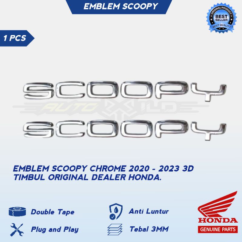 Jual stiker CHROME Scoopy emblem Honda Scoopy original 3D | Shopee ...
