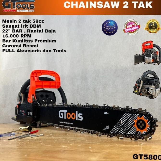 Jual GTOOLS GT5800 EROPA CHAINSAW 2TAK Senso Chainsaw Mesin Potong Kayu ...