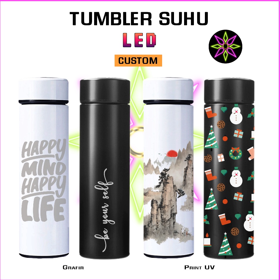 Jual HIKARI PRINT CUSTOM TUMBLER BOTOL TERMOS SMART LED SUHU PANAS ...