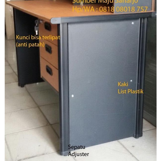 Jual Meja Kantor Kerja Staf Staff Biro 120X60 Kaki List Plastik Laci 3 ...