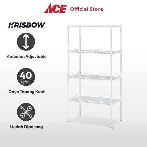 Jual ACE - Krisbow Rak Besi 4 Tingkat - Putih | Shopee Indonesia