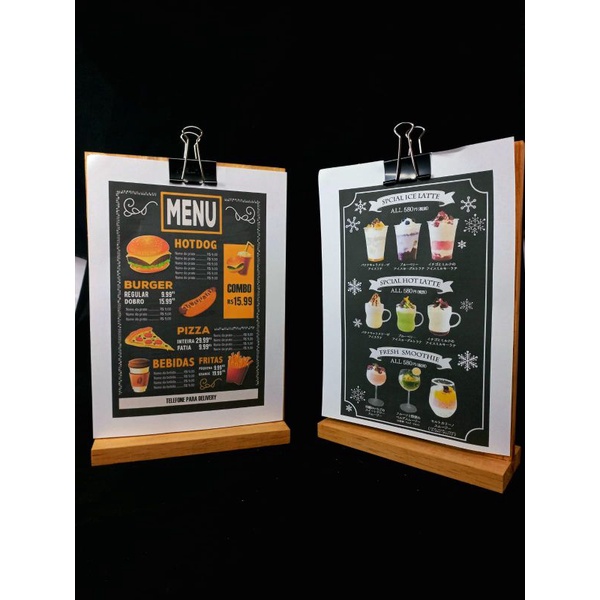 Jual stand menu display/stand menu/pajangan menu kayu A5/wood sign ...
