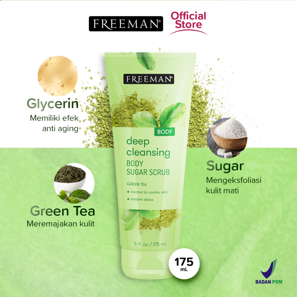 Jual Freeman Deep Cleansing Green Tea Body Sugar Scrub 175ml | Shopee ...