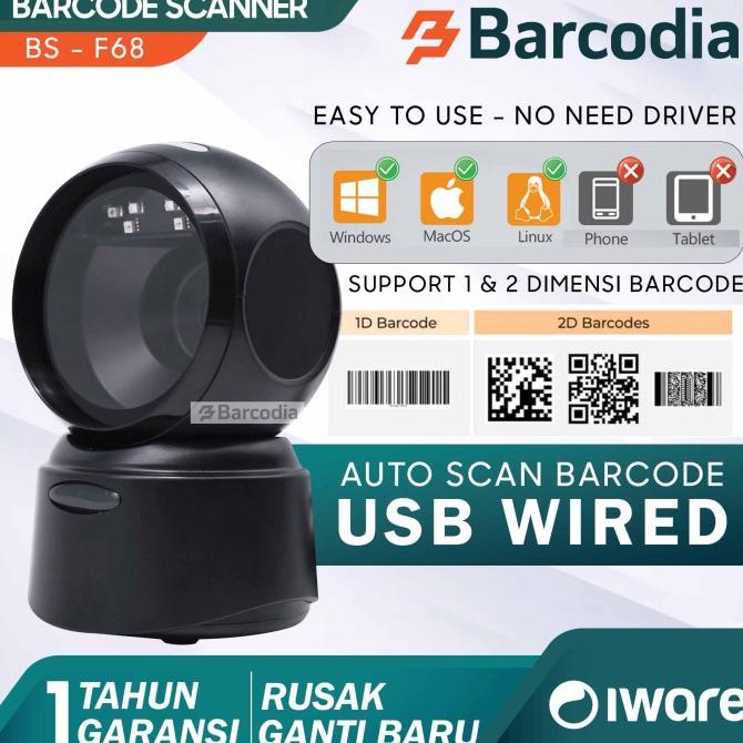 Jual Omni Barcode Scanner Iware Bs-F68 F68 2D Auto Scan, Qr Code ...