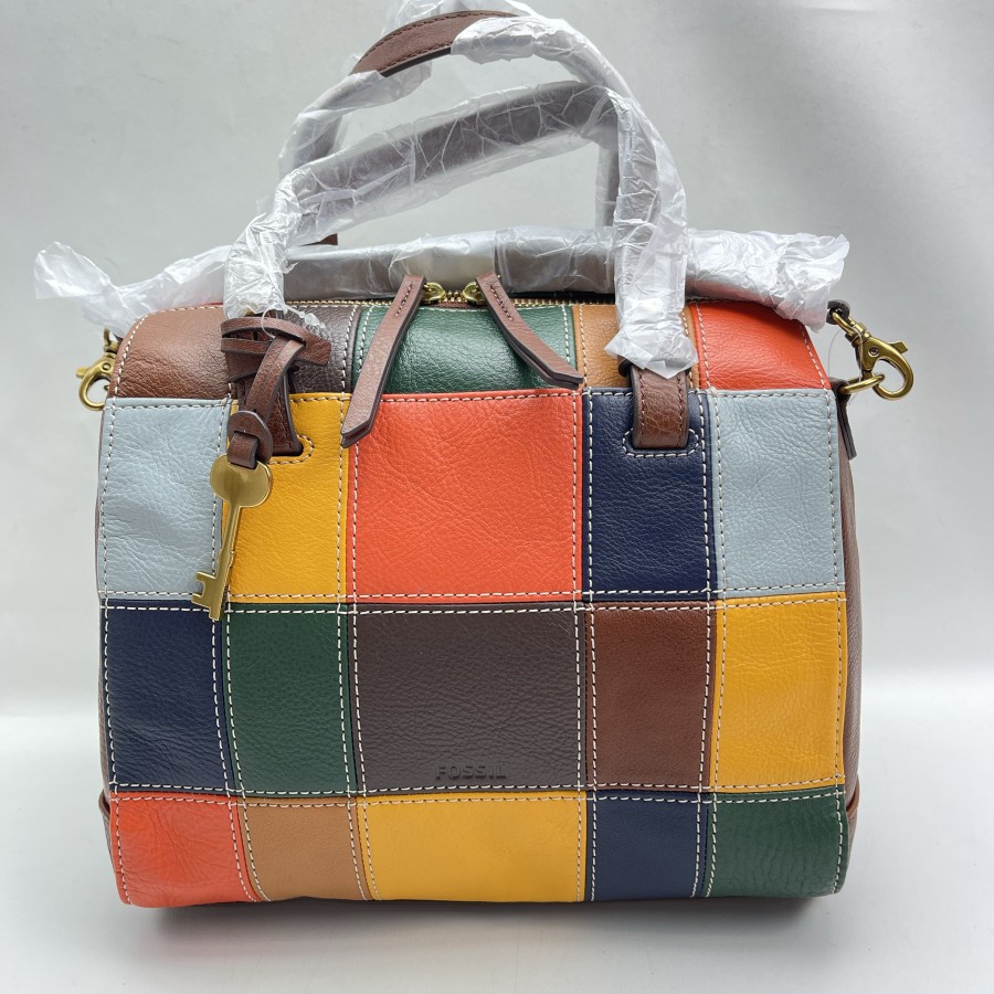 Jual FOSSIL Rachel Satchel BRown Patchwork | Shopee Indonesia