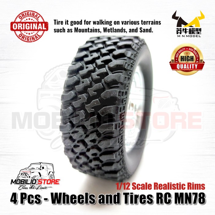 Jual PROMO!!! 4 PCS WHEELS TIRES VELG BAN ORIGINAL RC MN78 1/12 SCALE ...