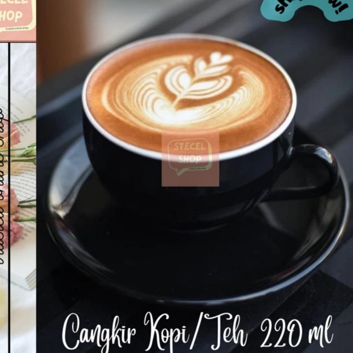 Jual Cangkir Tatak Set Hitam Minum Kopi Teh Cappucino Latte Cafe ...