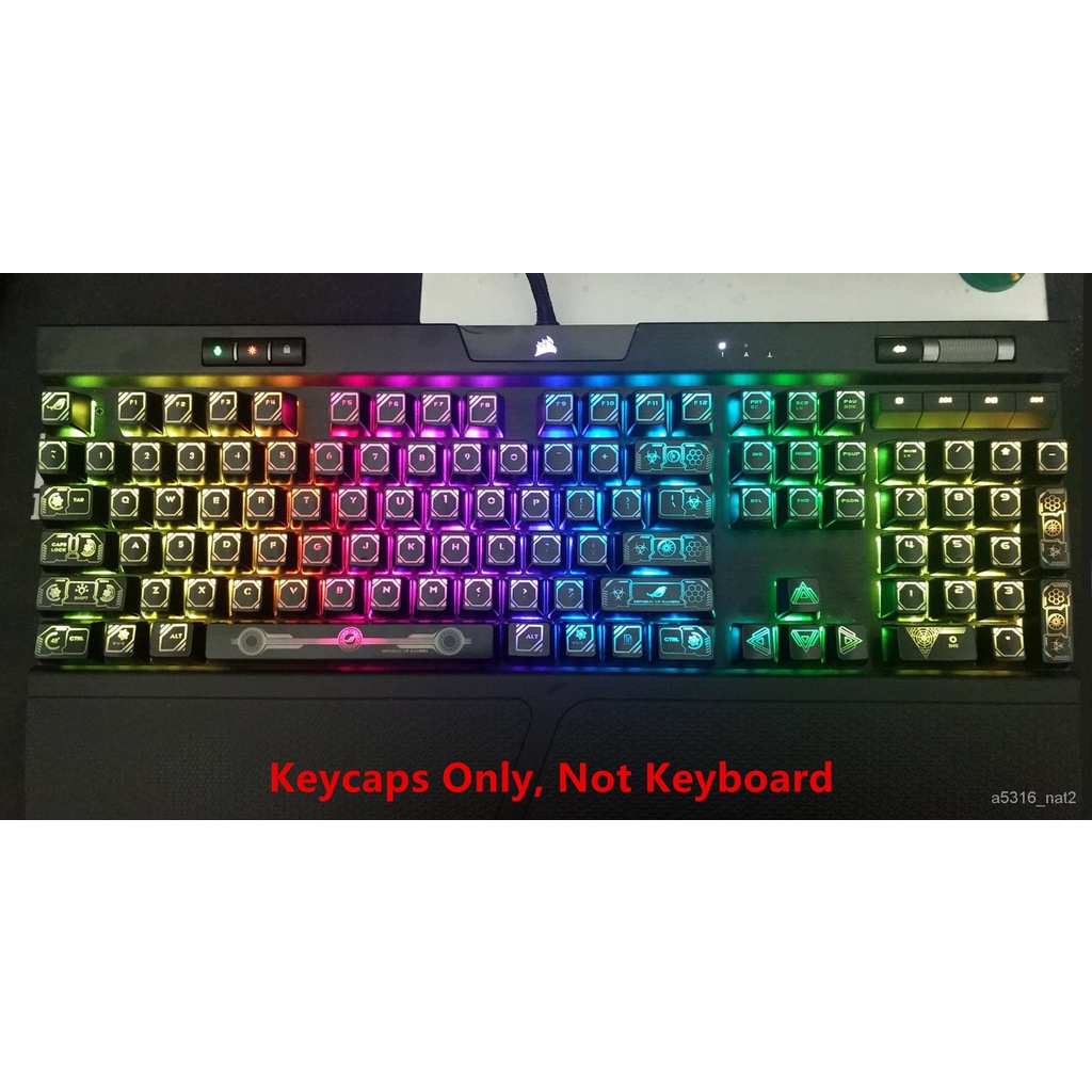 Jual &104 Keys Laser Backlit Keycap Set Gaming Keycaps Key Cap for ...