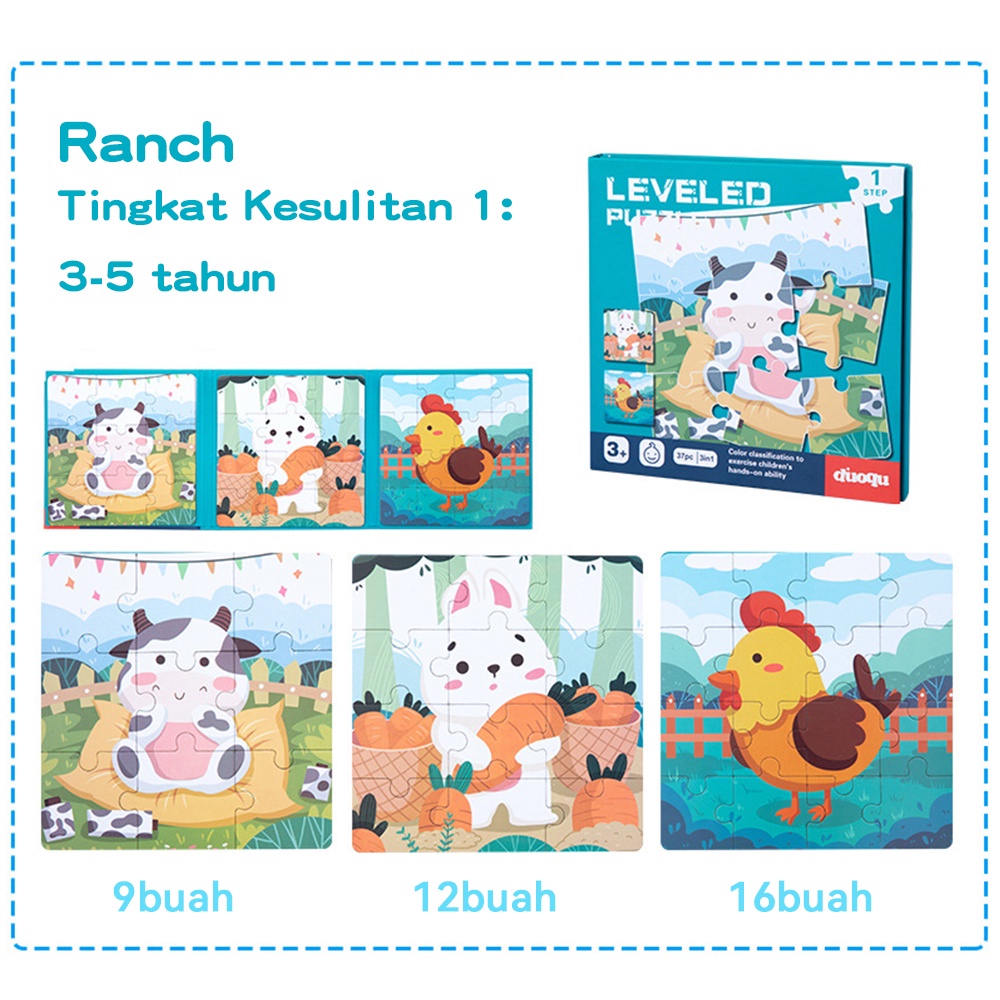Jual JCHO Puzzle Magnet Anak 3 In 1 Mainan Edukasi Puzzle Anak Leveled Puzzle 5 Step | Shopee ...